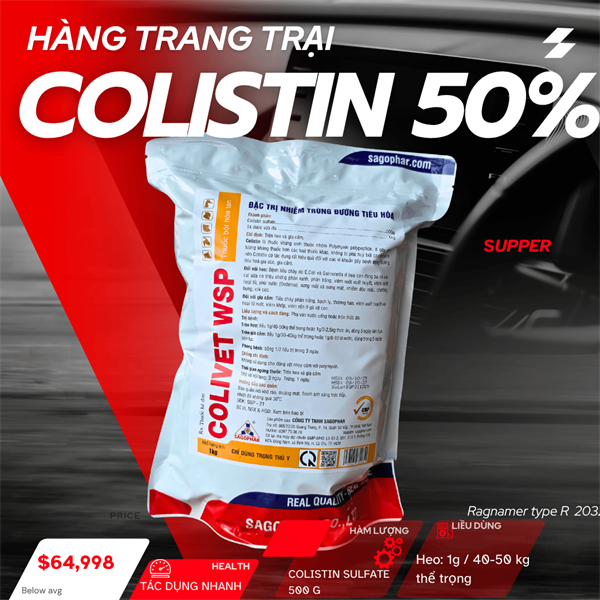 SAGOPHAR COLIVET (Colistin 50%) 1kg - Thú Y An Nhung